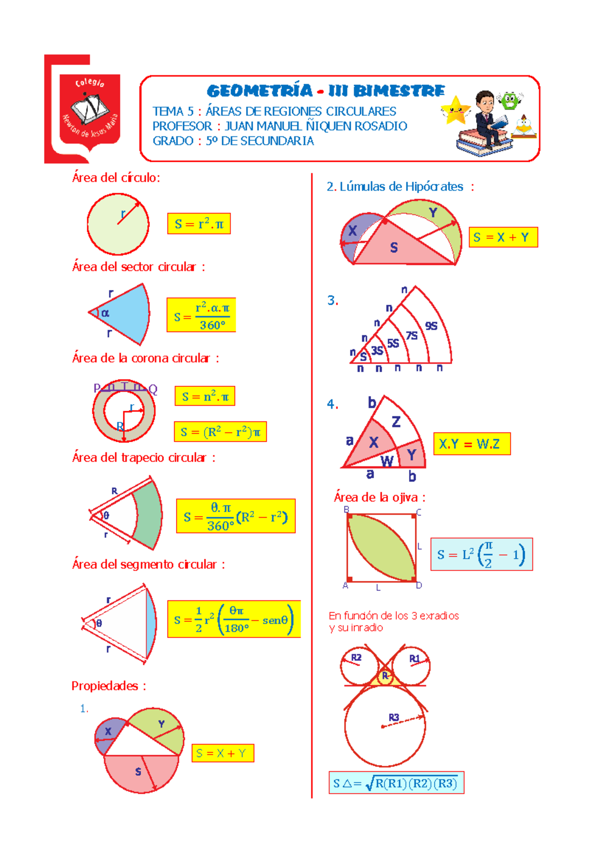 TEMA 4- Areas DE Regiones Circulares - 5 SEC - GEOMETRÕA - III BIMESTRE TEMA 5 : ¡REAS DE ...