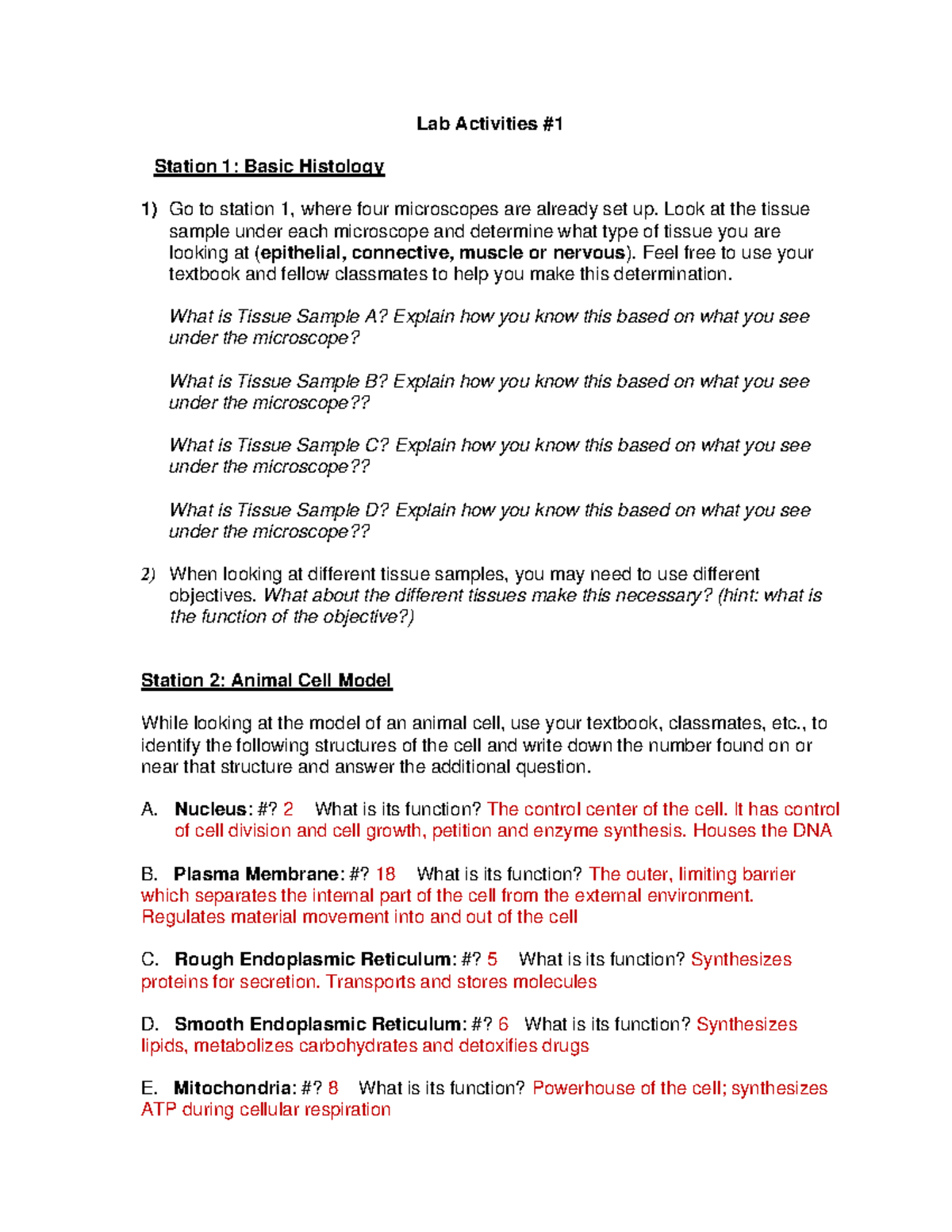 Lab Activities 1 - Revised Copy - Lab Activities # Station 1 : Basic ...
