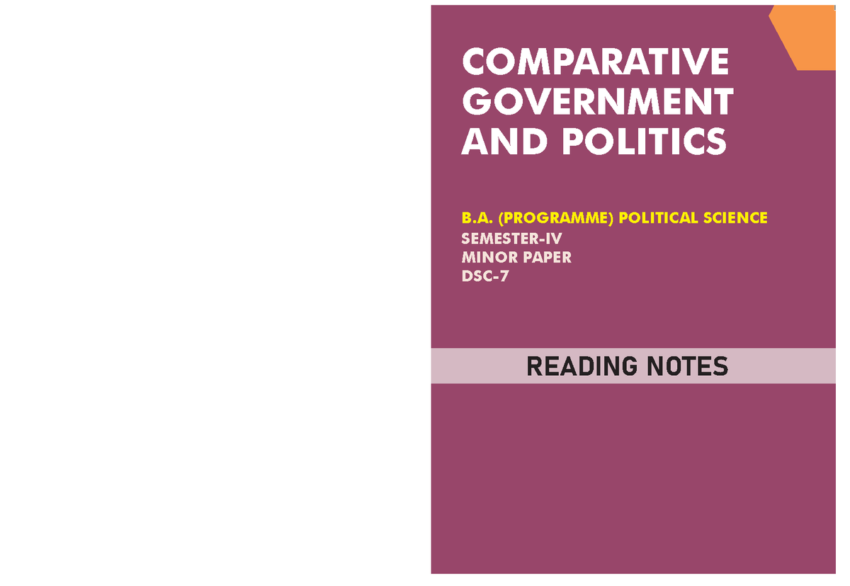Comparative government and politics sol book in eng - COMPARATIVE ...