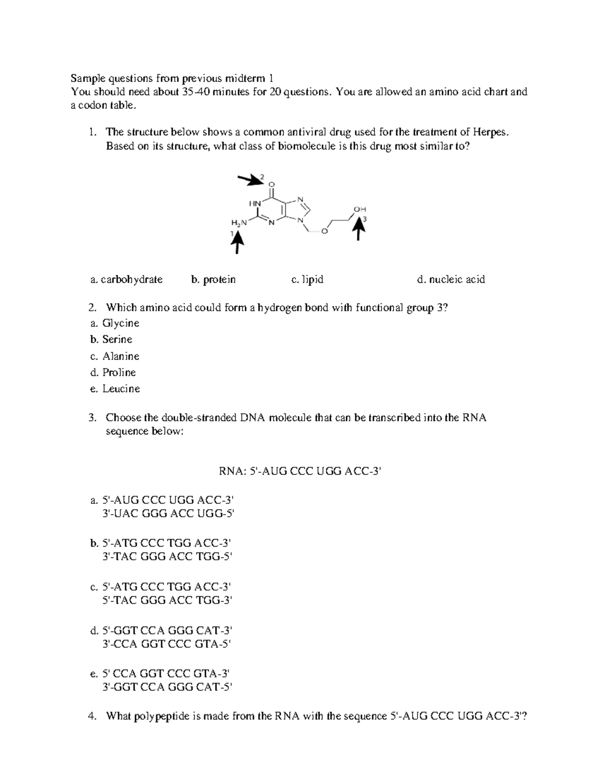 Unit1 Sample exam 2224 - Covers all intro to Bio 1 - Sample questions ...