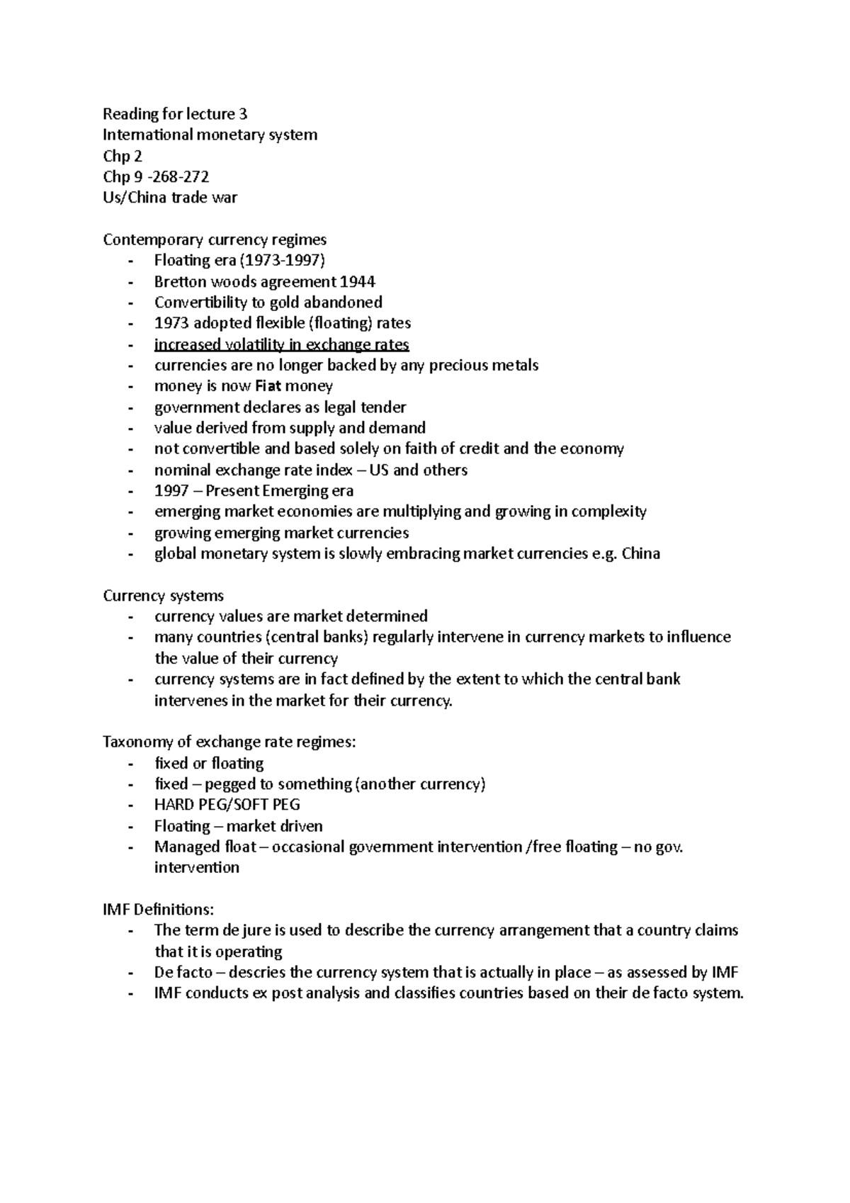 International Monetary Fund - Reading for lecture 3 International ...