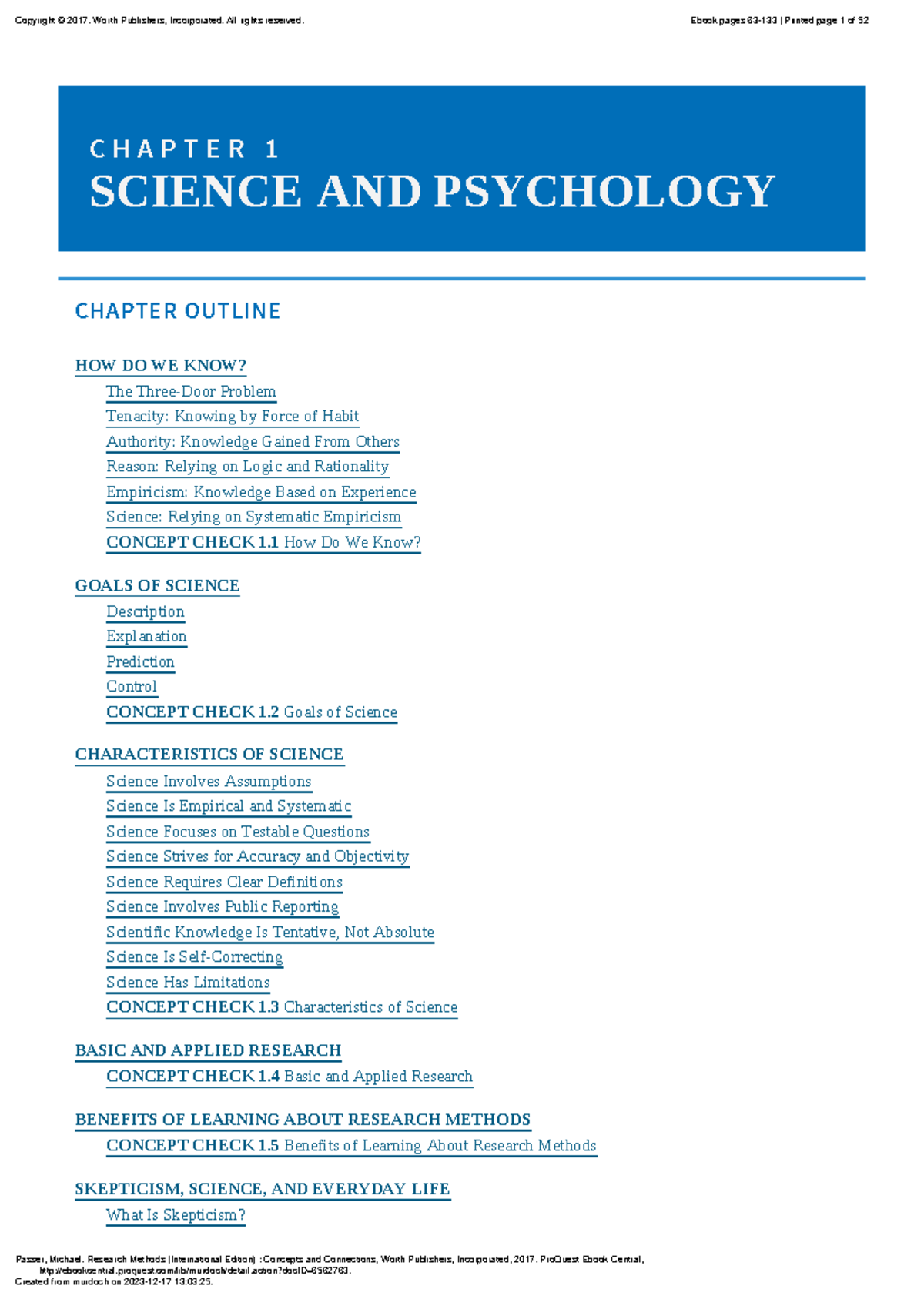 Chapter 1 Science and Psychology - CHAPTER OUTLINE HOW DO WE KNOW? The ...
