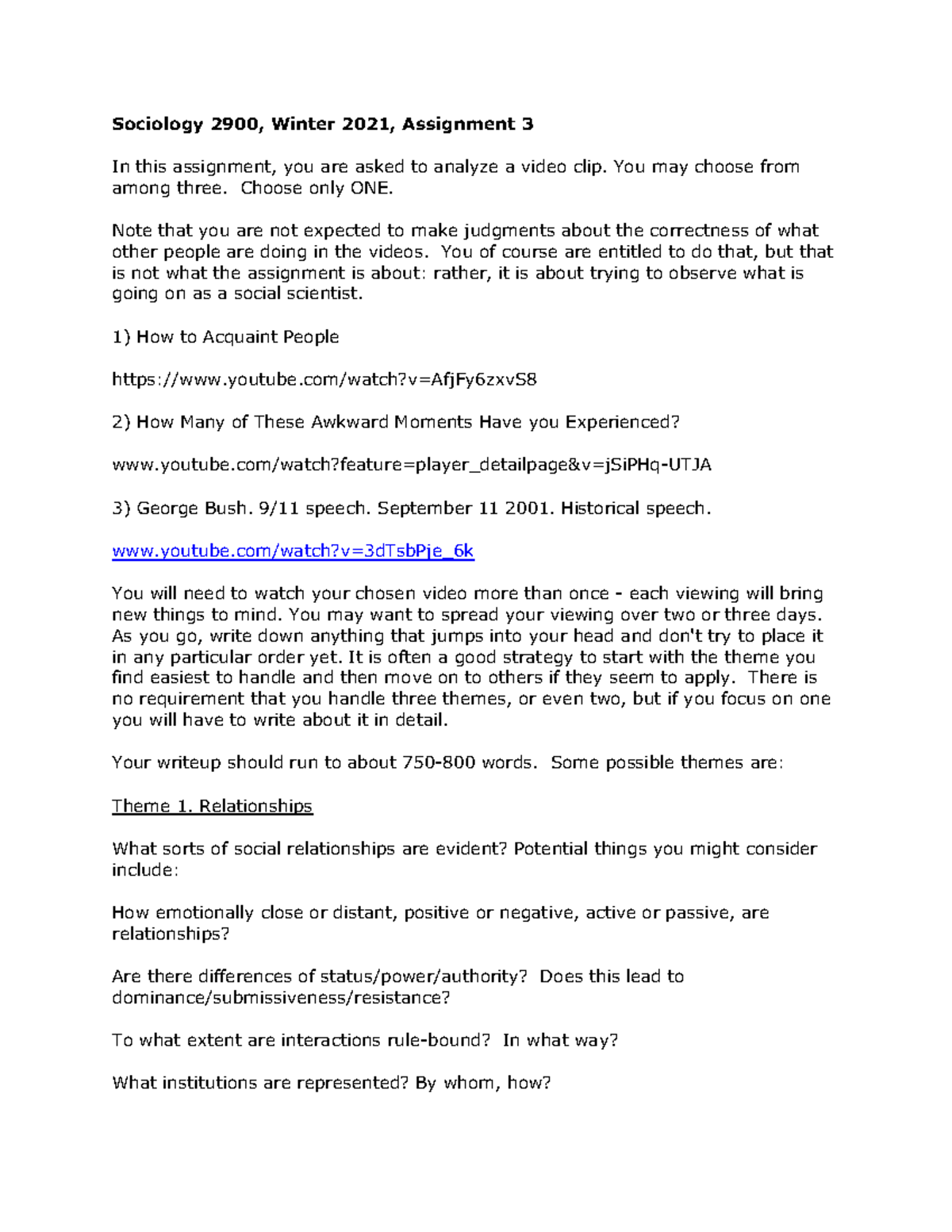 Assignment #3 - Sociology 2900, Winter 2021, Assignment 3 In this ...