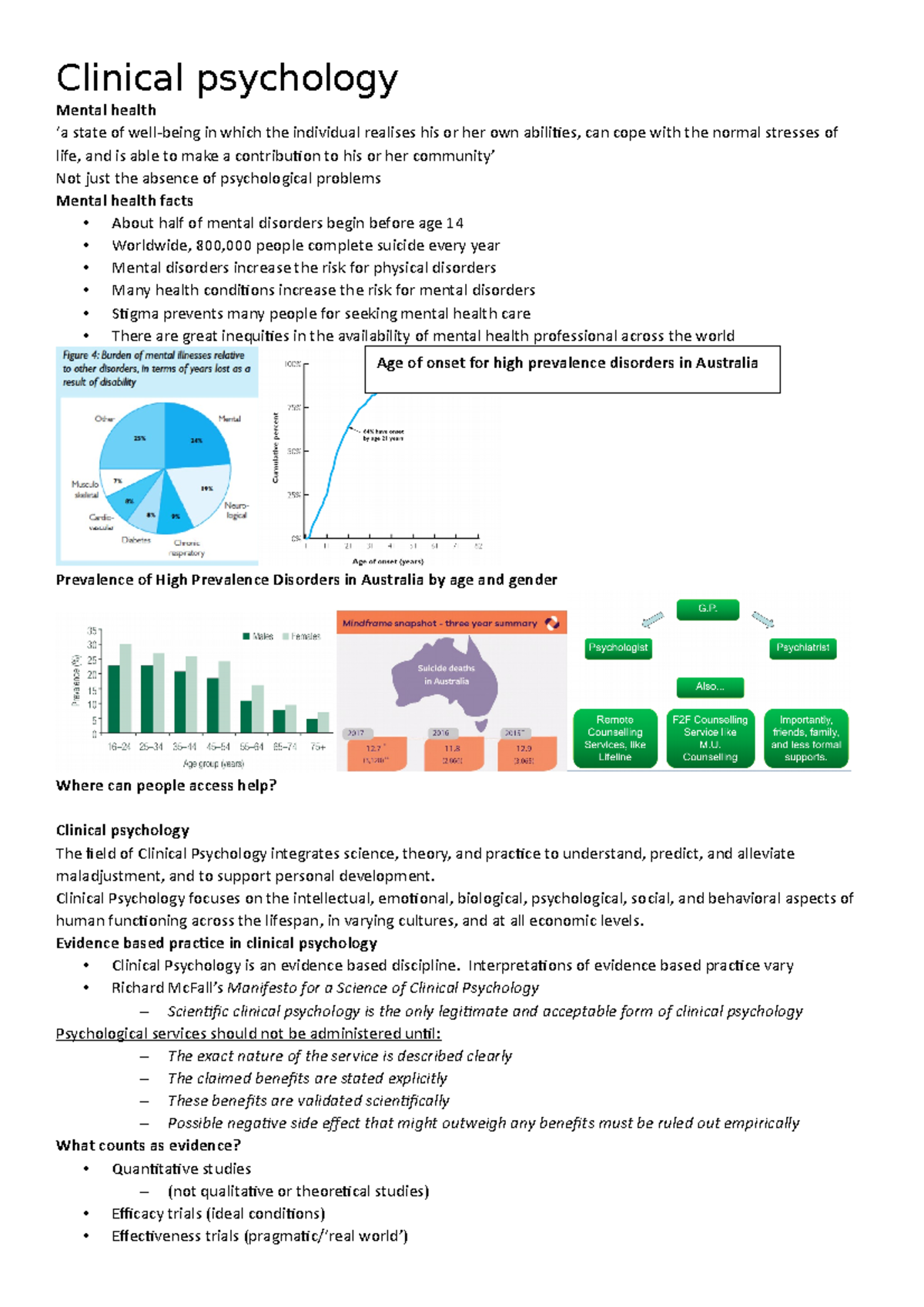 Clinical psychology - lecture summaries - Clinical psychology Mental ...