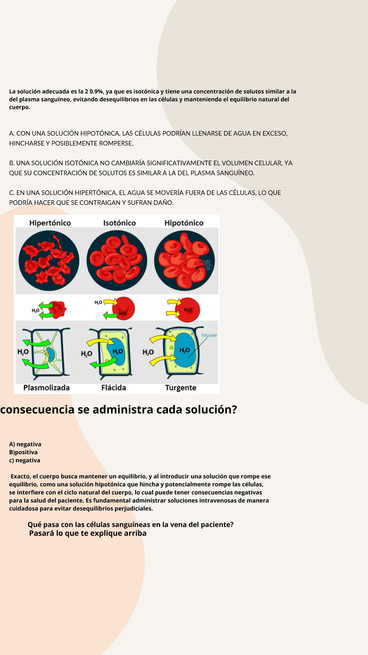 Solución isotonica - Resumen Química básica - A. CON UNA SOLUCIÓN ...
