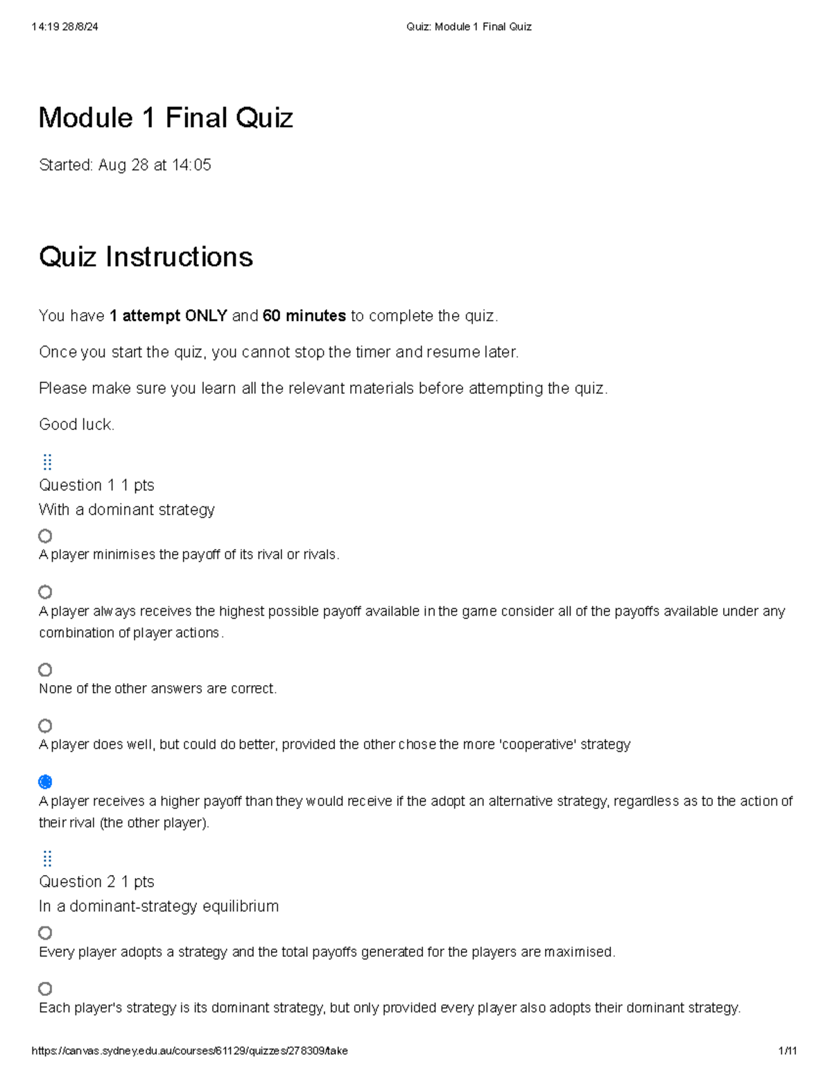 Quiz Module 1 Final Quiz answer - Module 1 Final Quiz Started: Aug 28 ...