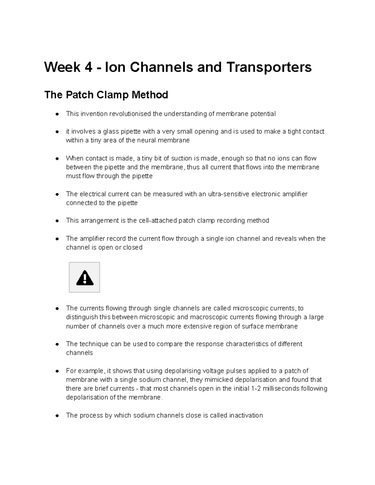 Week 4 Ion channels - cogs1000 - Week 4 - Ion Channels and Transporters ...