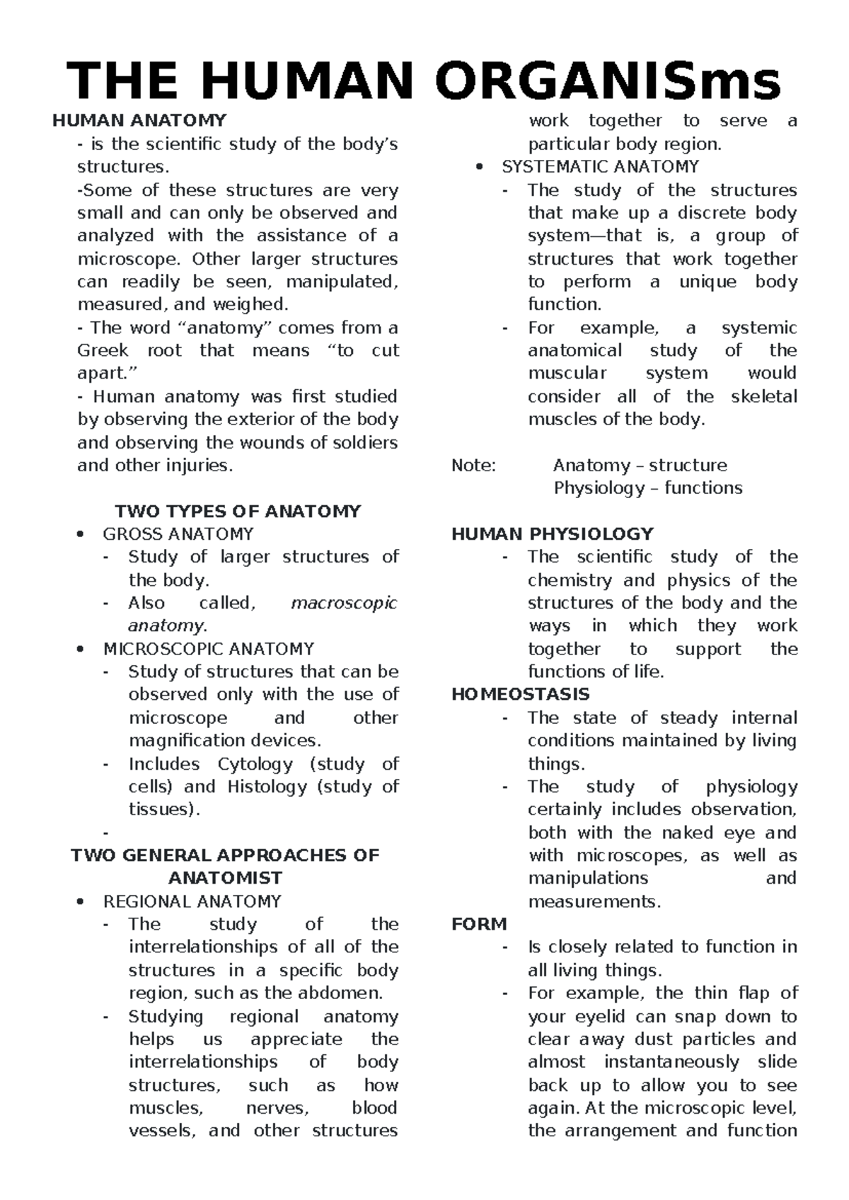 THE Human Organism - THE HUMAN ORGANISms HUMAN ANATOMY - is the ...