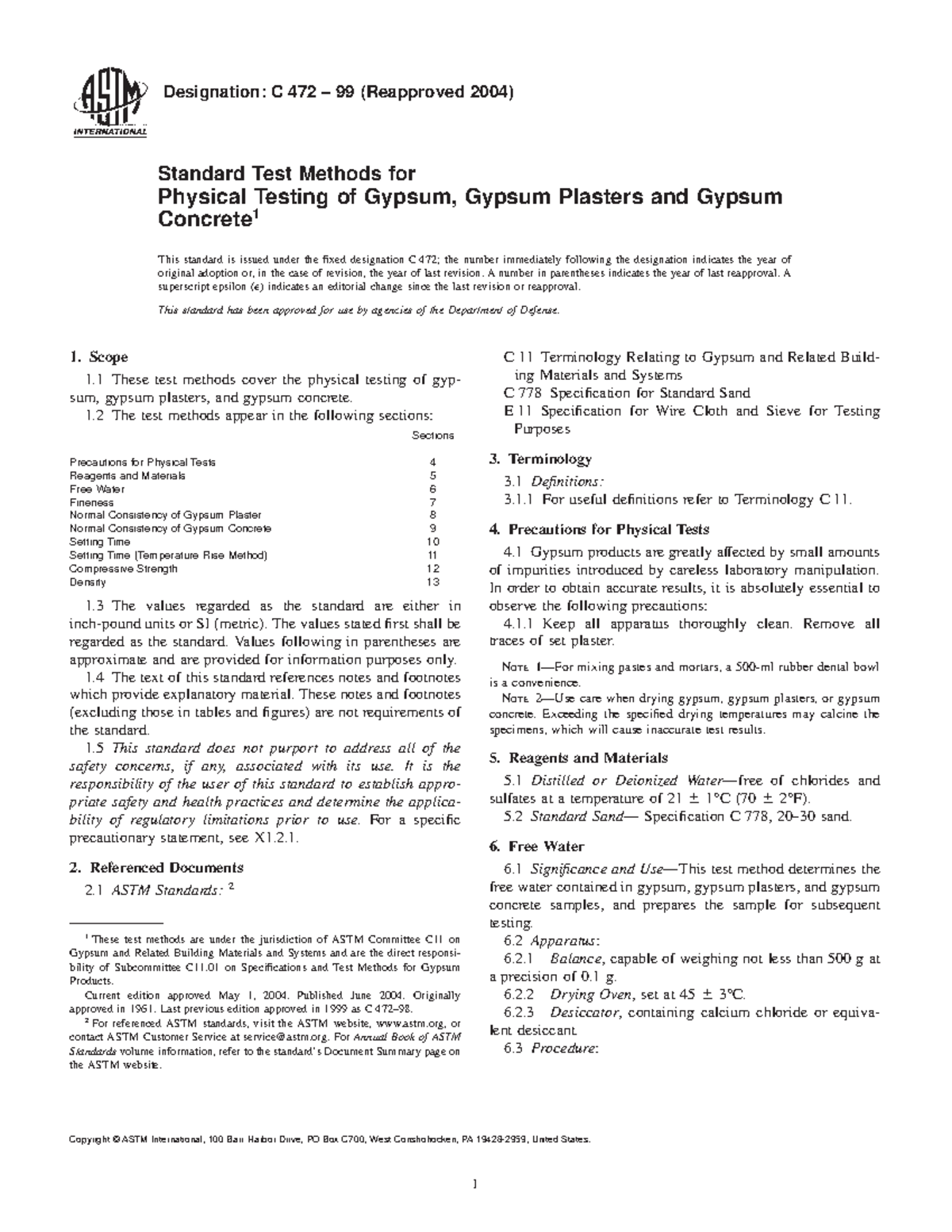 C472 - ASTM C172 - Designation: C 472 – 99 (Reapproved 2004) Standard ...