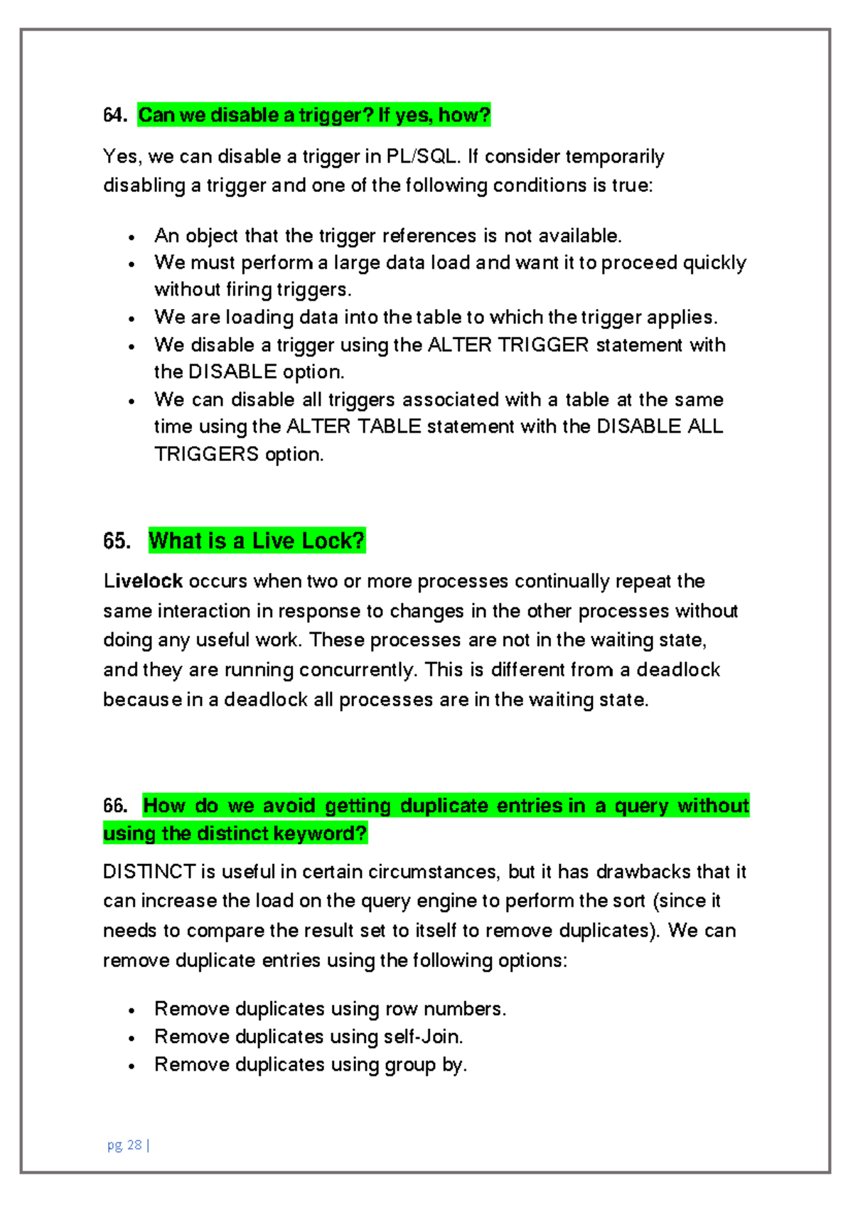 SQL Practice-28-30 - Can we disable a trigger? If yes, how? Yes, we can ...