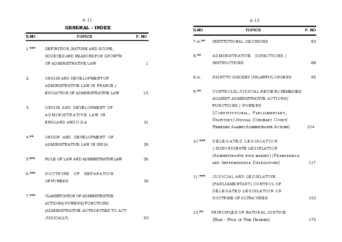 Admin-index - Exam - A- GENERAL - INDEX 1.*** DEFINITION, NATURE AND ...