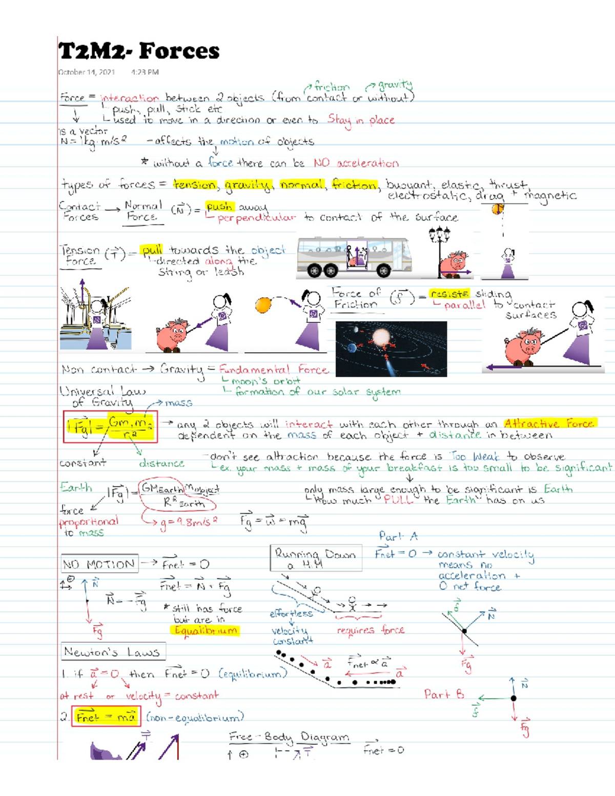 Intro to Forces-> gravitational, normla, tension, friction etc. - PHYSICS 1A03 - Studocu