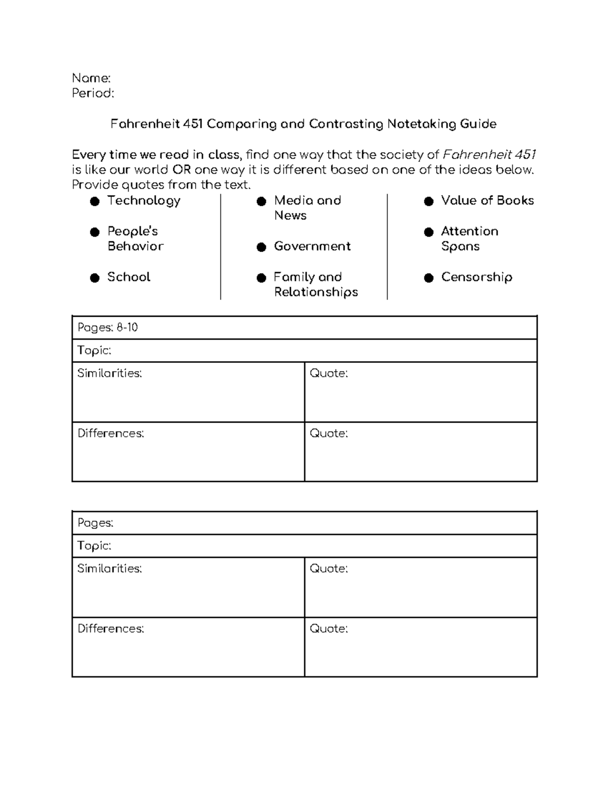 F451 C&C - Fahrenheit 451 into GO - Name: Period: Fahrenheit 451 ...