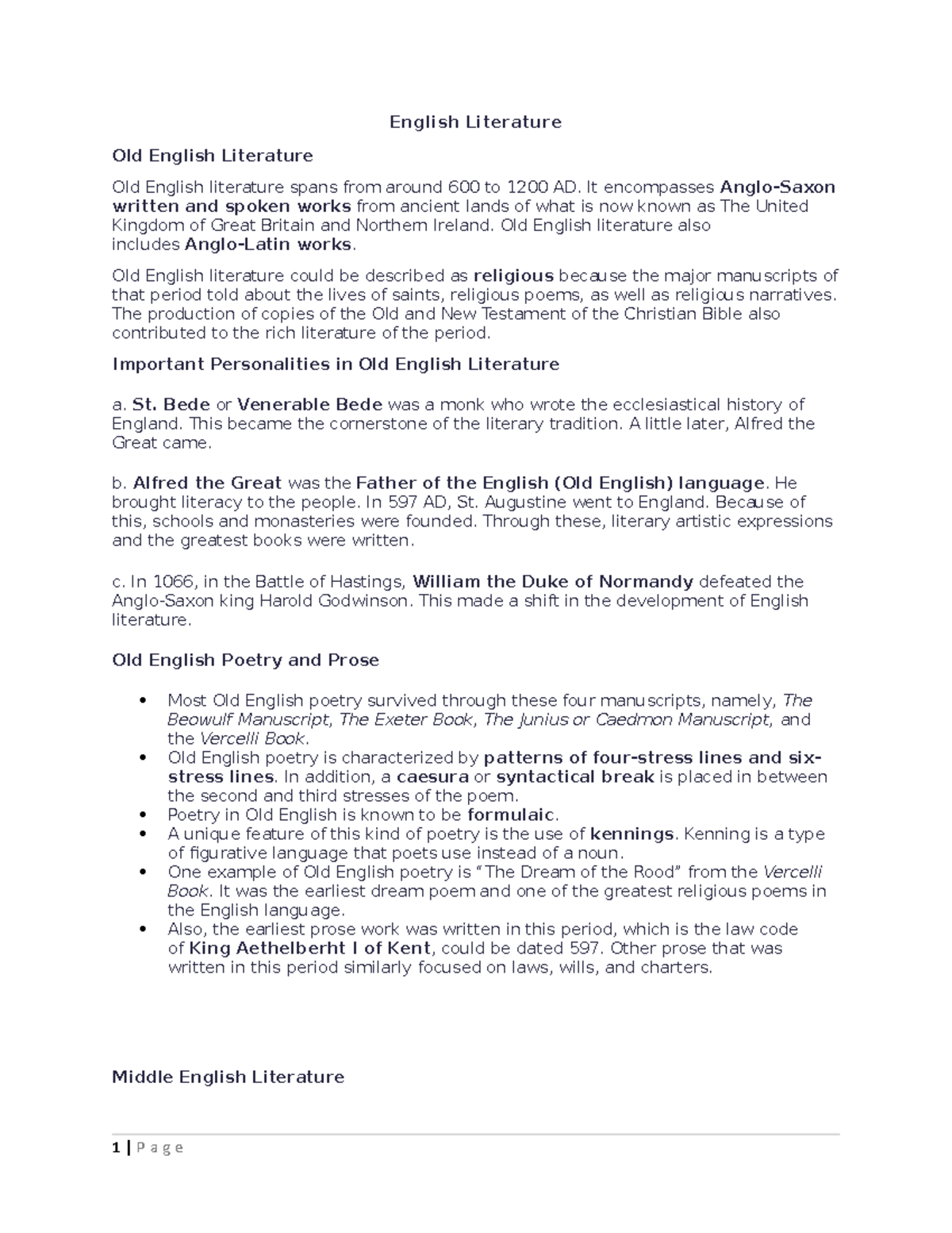 English Literature - It encompasses Anglo-Saxon written and spoken ...