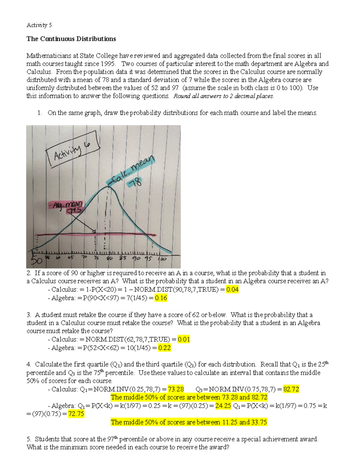 Berry Activity 6Continuous - Activity 5 The Continuous Distributions ...
