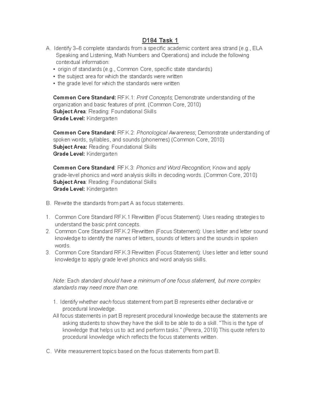 D184 Task 1 (IR 3) - D180 Task 1 Instructor Review - D184 Task 1 A ...