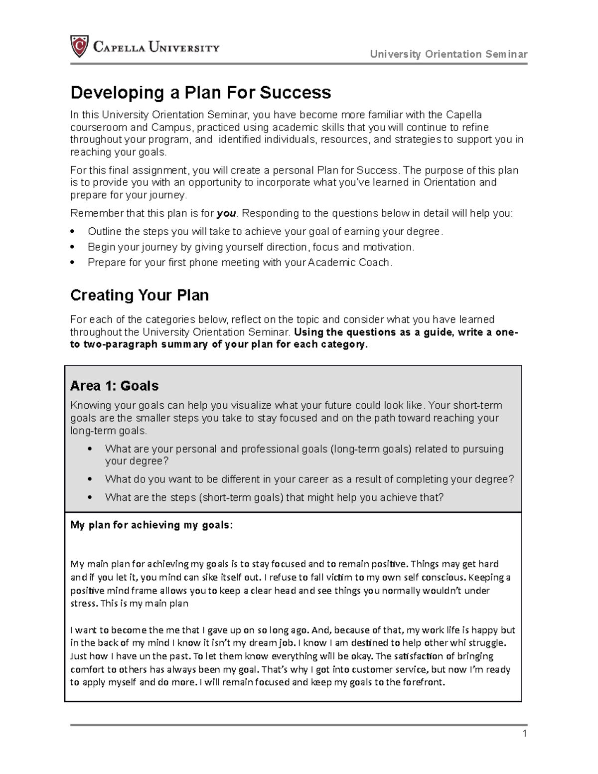 U02a1 Melissa Mohorn - Orientation Seminar - Developing a Plan For ...