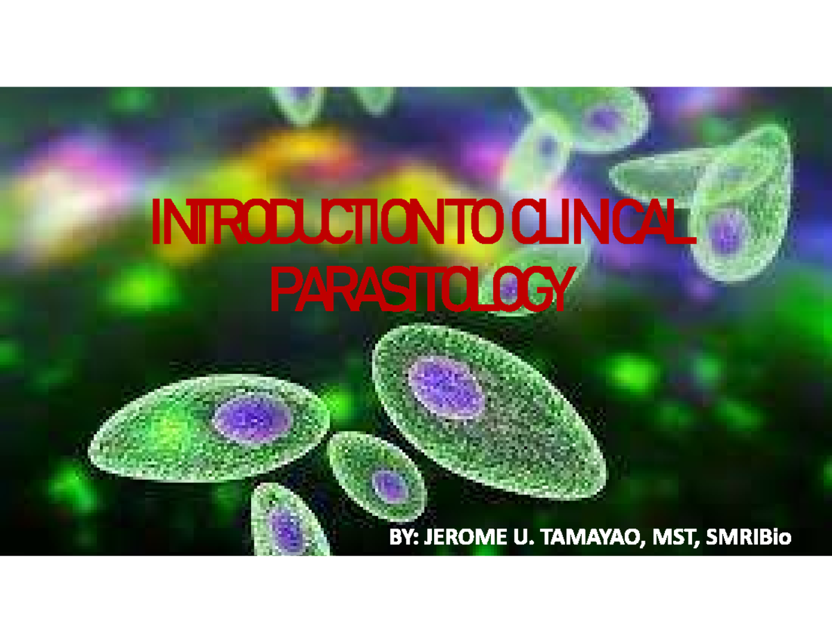Chapter 1 Introduction TO Clinical Parasitology pdf - Studocu