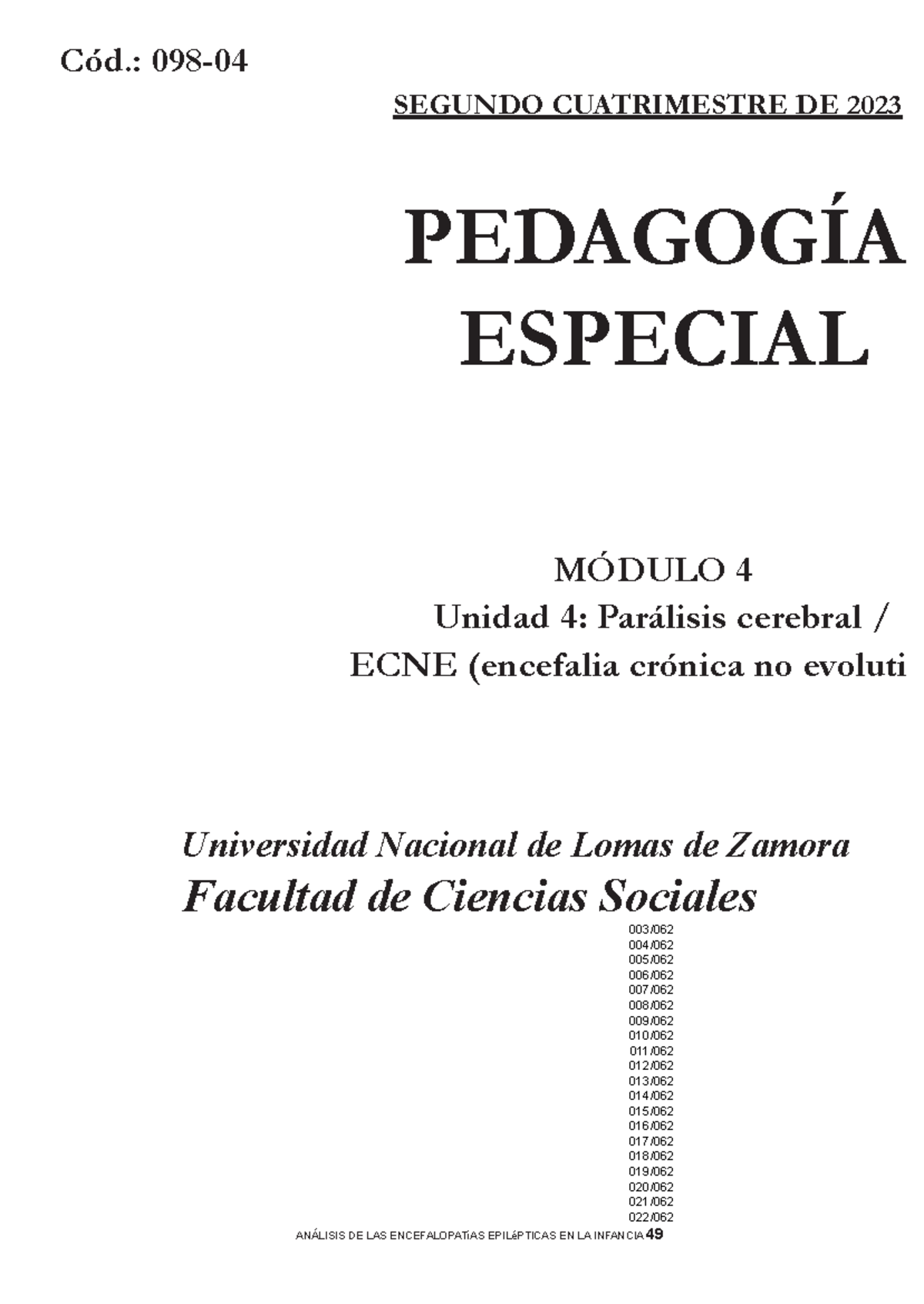 P.E módulo 4 P.C ECNE - material - PEDAGOGÍA Unidad 4: Parálisis ...