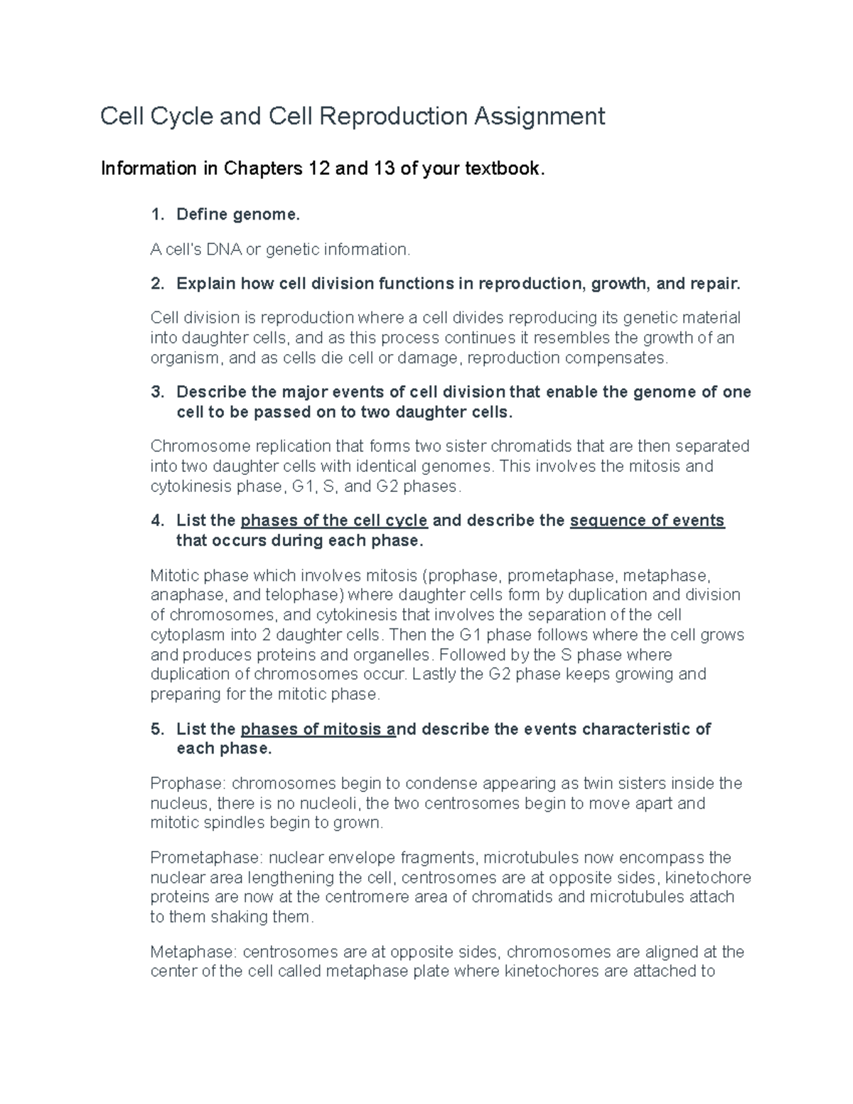 Cell Cycle and Cell Reproduction Ch. 12 & 13 - Cell Cycle and Cell ...