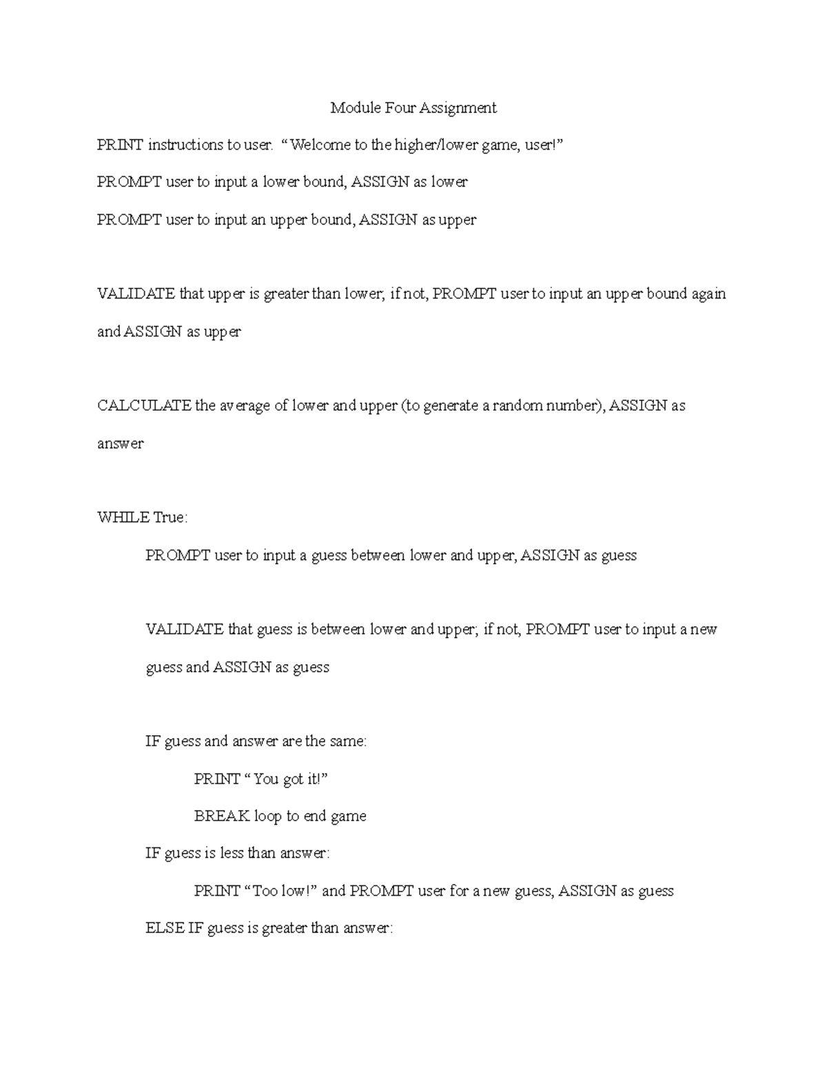 IT-140 Module 4 Assignment - Module Four Assignment PRINT instructions ...