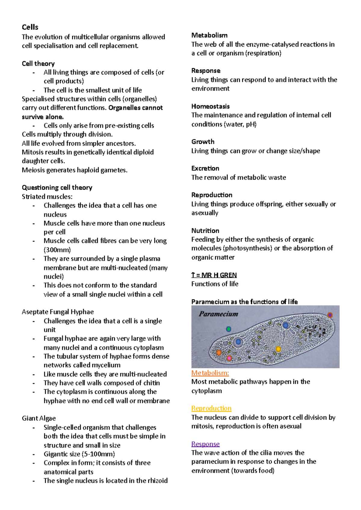 Topic 1 Biology SL: Cells - Cells The evolution of multicellular ...
