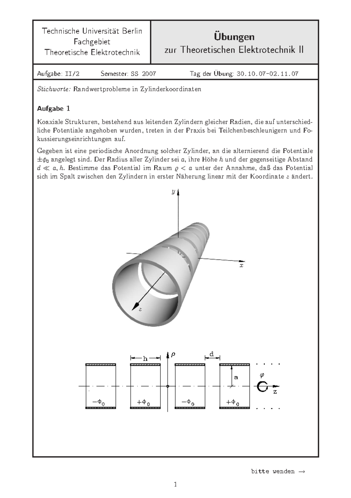 Theoretische Elektrotechnik Aufgabenblatt 2 - Technische Universit ̈at ...
