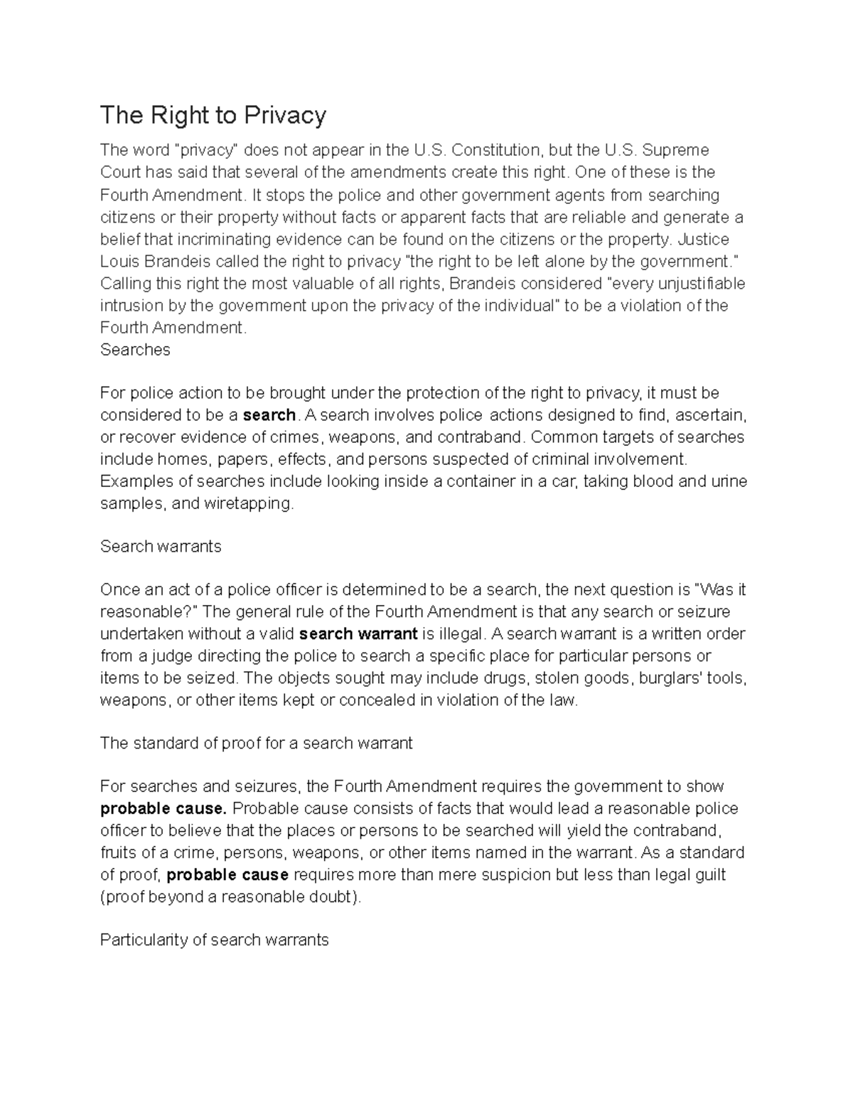 The Right to Privacy - Constitution, but the U. Supreme Court has said ...