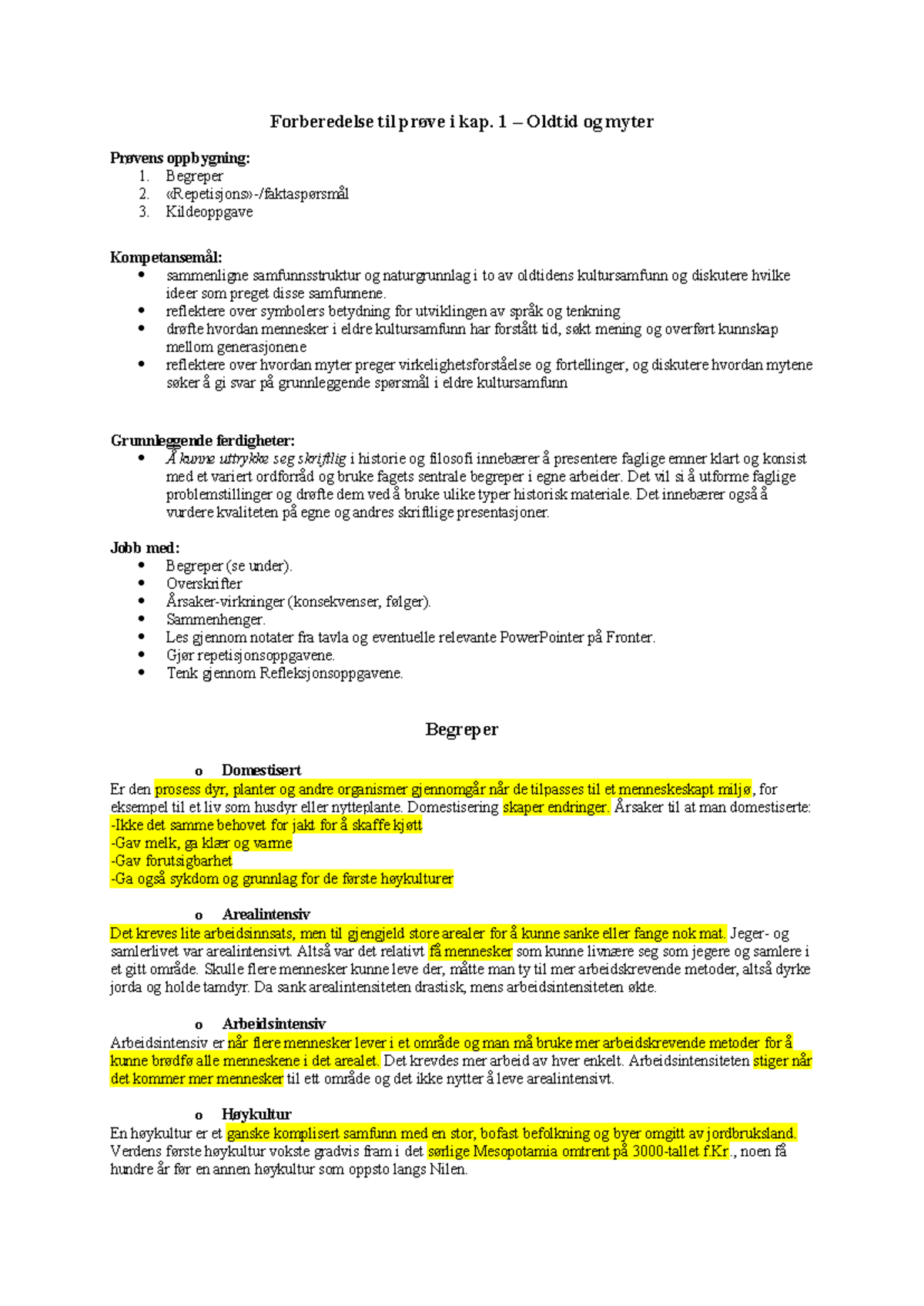 Forberedelse kap. 1 - ....... - Forberedelse til prøve i kap. 1 – Oldtid og myter Prøvens - Studocu
