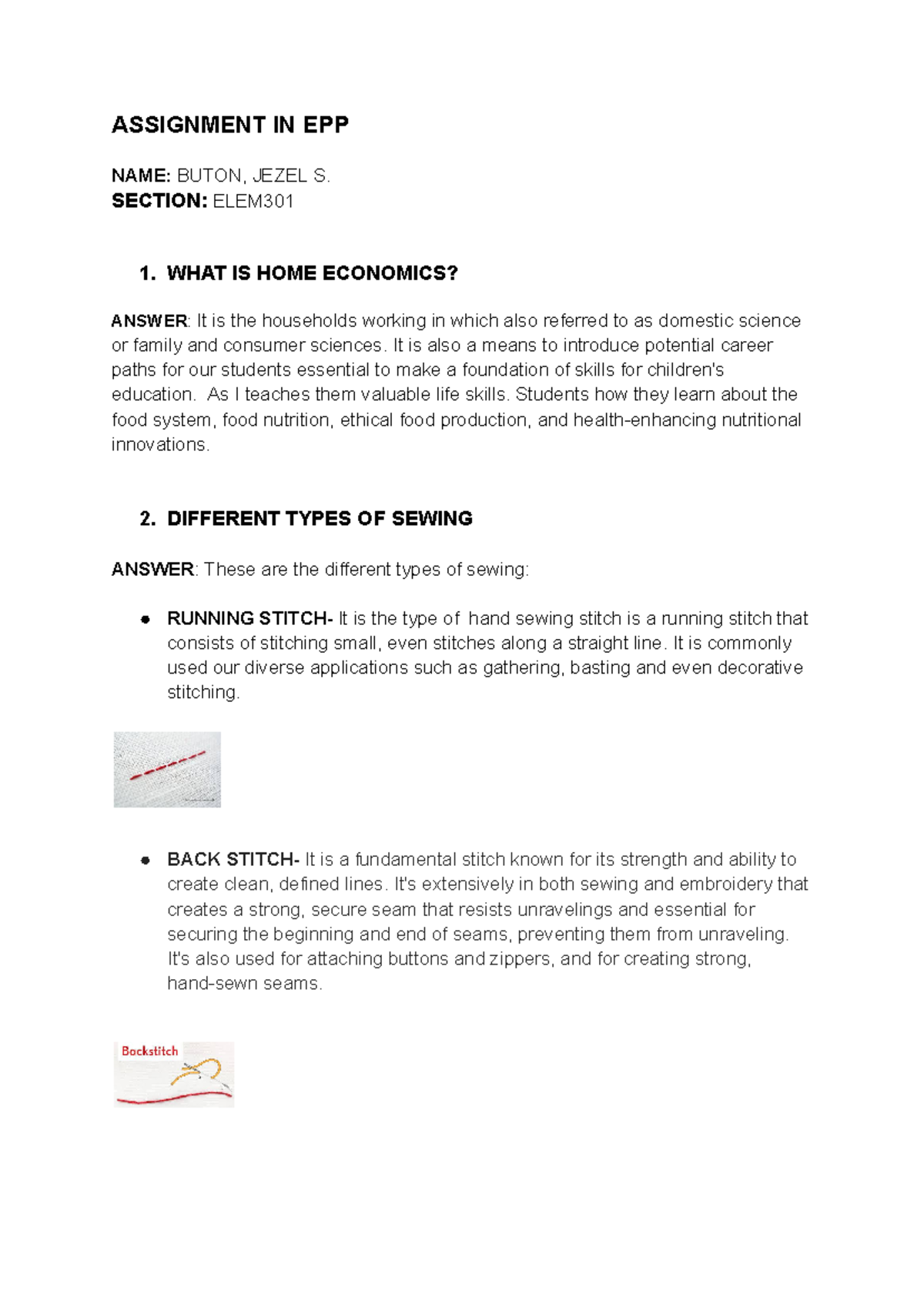 Assignment IN EPP - EPP - ASSIGNMENT IN EPP NAME: BUTON, JEZEL S ...