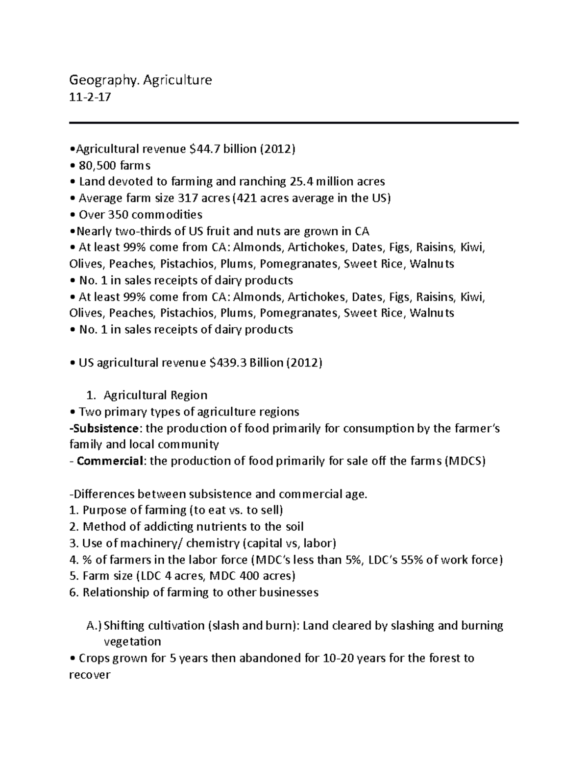 Geography Agriculture 11-2-17 - Geography. Agriculture 11-2-17 ...