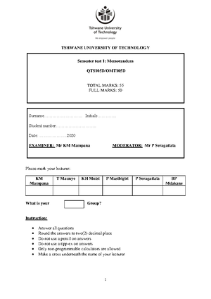 Tutorial Chapter 3 - Tutorial 3 – Chapter 3 The following data represent the exam scores of ...