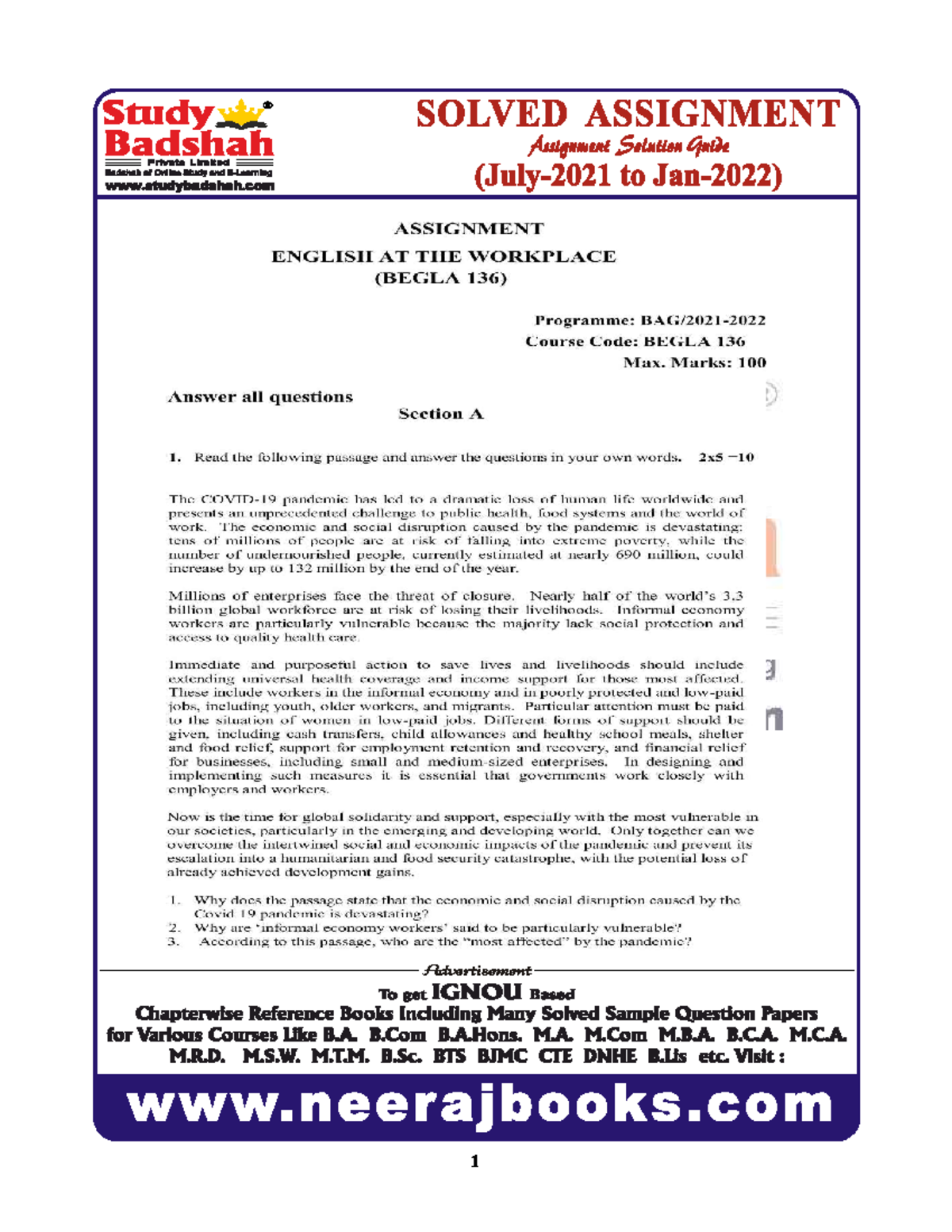 Begla-136-EM - English notes for BA from cdlu - English-A/English-B ...