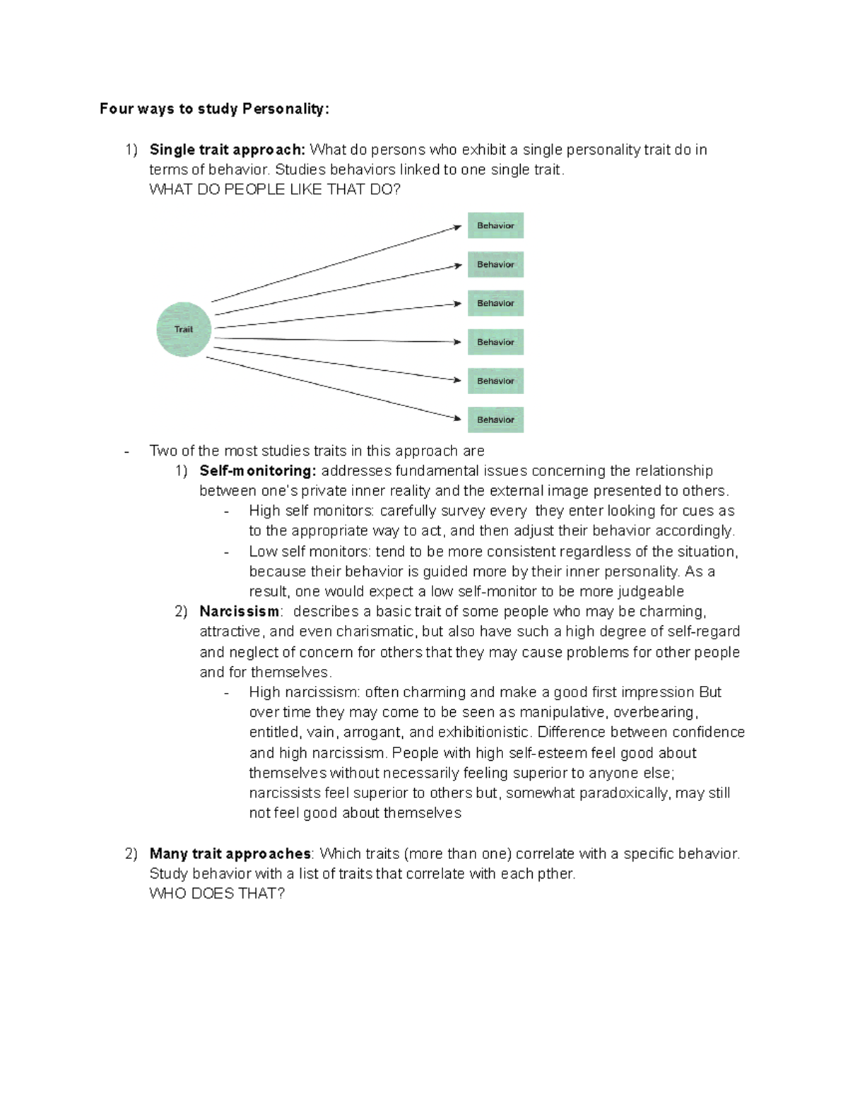 Chapter 6 - chpater 6 - Four ways to study Personality: 1) Single trait ...