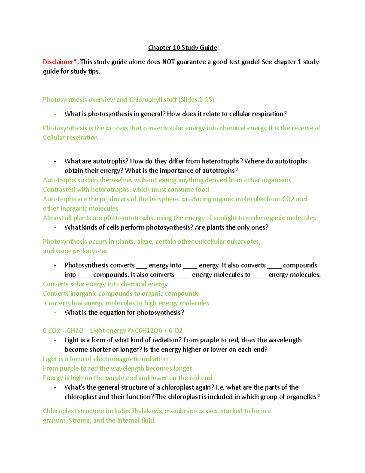 Hoch Chapter 10 Study Guide - Chapter 10 Study Guide Disclaimer*: This ...