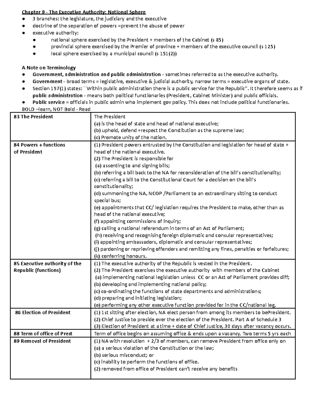 Chapter 9 - The Executive Authority - National Sphere - Government ...