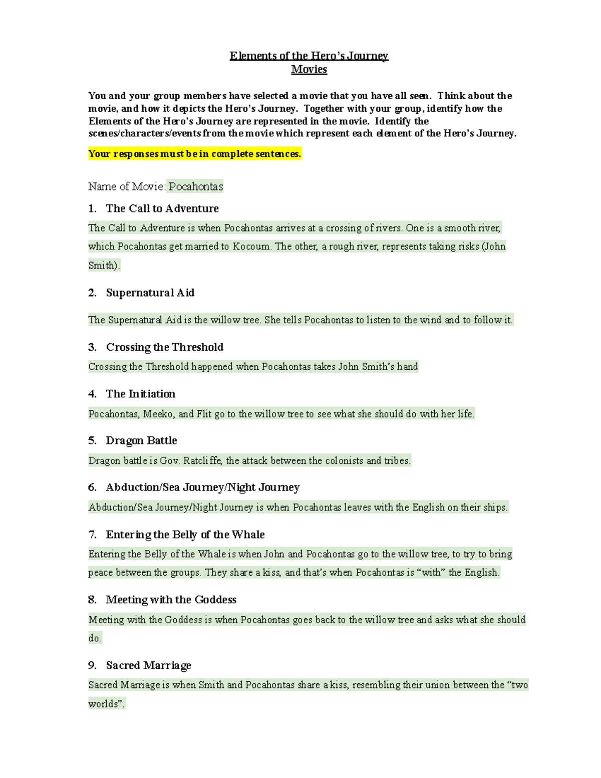 Elements of the Heros Journey in Movies - Elements of the Hero’s ...