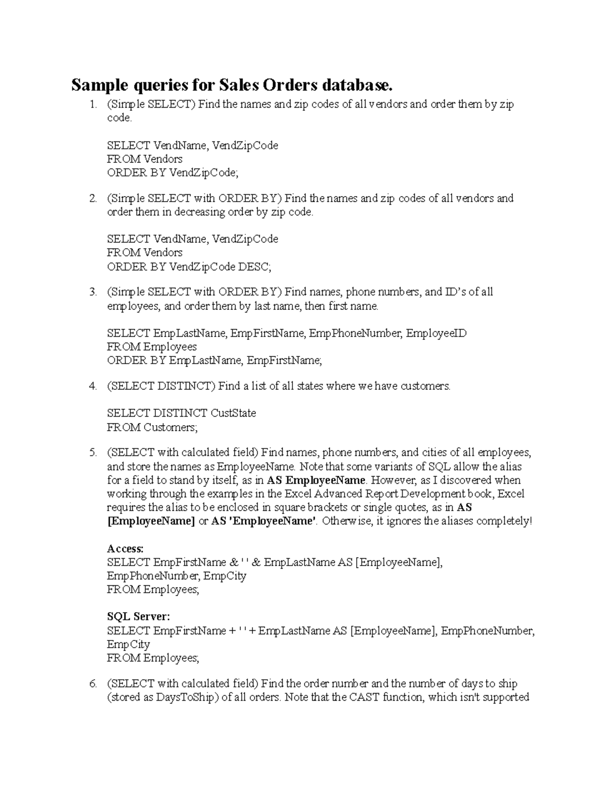 Sales Orders Queries - Note3 - Sample queries for Sales Orders database ...