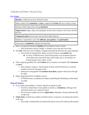 6 Musical Form - Textbook Notes - 6 Musical Form: Key Points: Form is ...