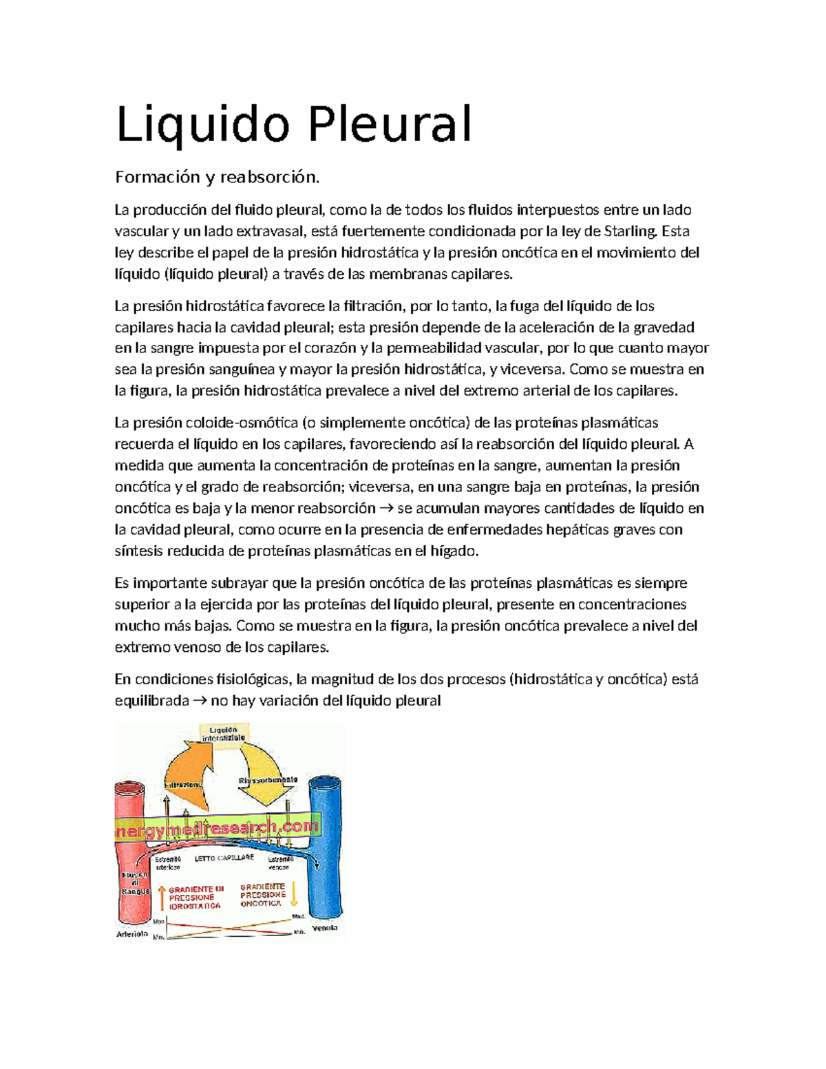 Liquido Pleural - Liquido Pleural Formación y reabsorción. La ...