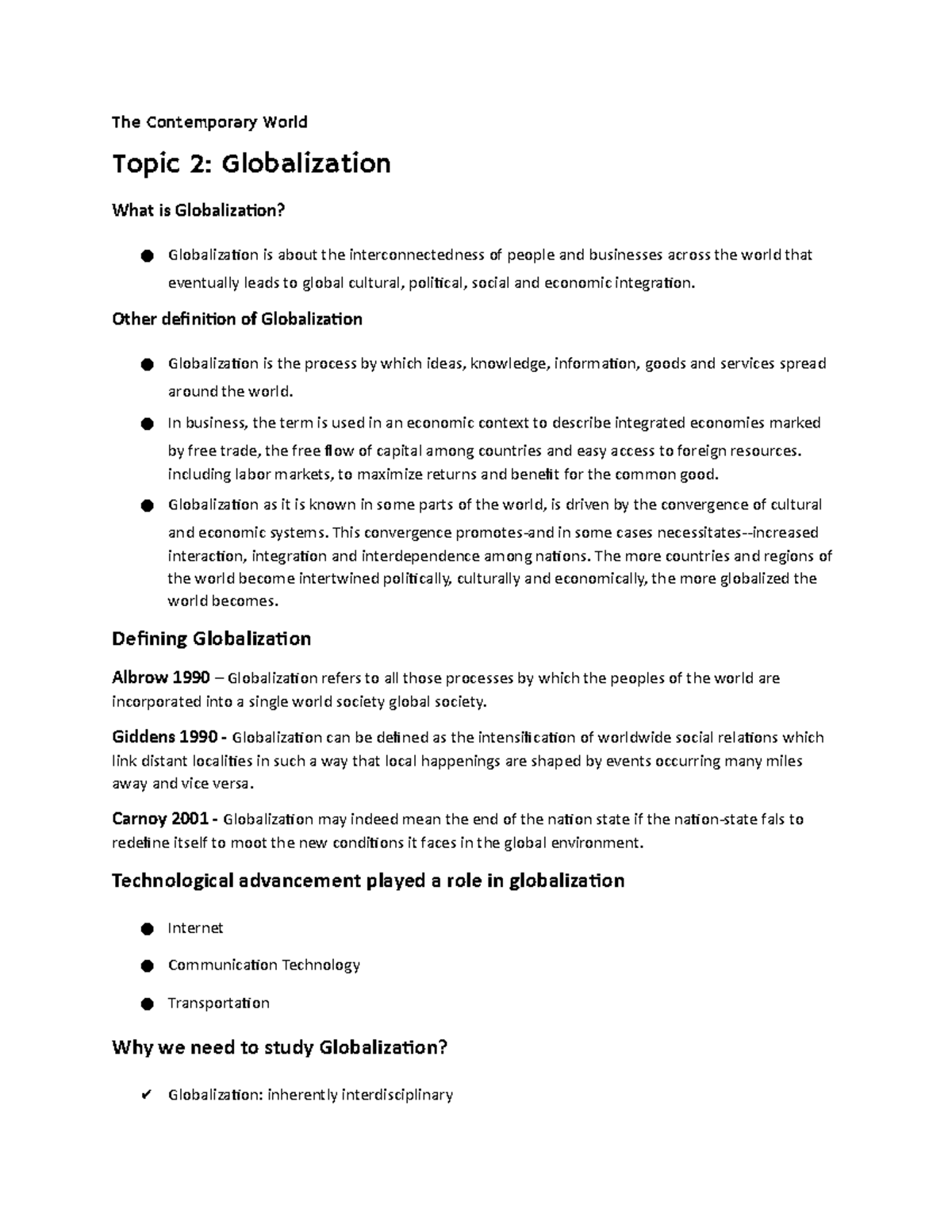 Contemporary World - 2nd Year College - The Contemporary World Topic 2 ...