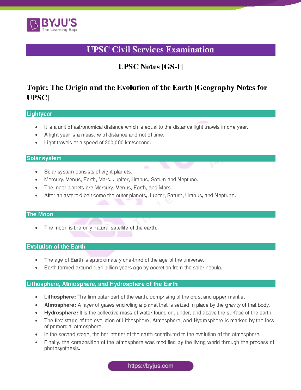 The Origin and the Evolution of the Earth Geography Notes for UPSC ...