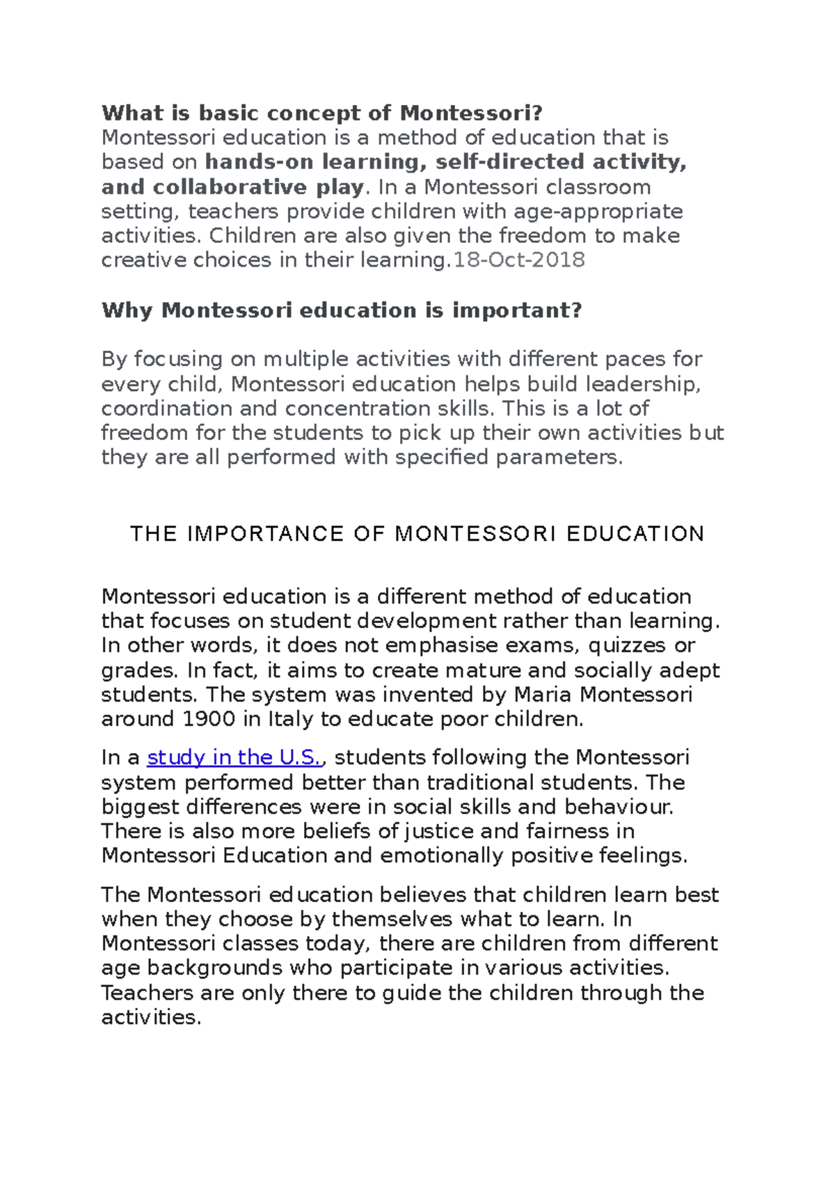 Montessori page 3 - What is basic concept of Montessori? Montessori ...