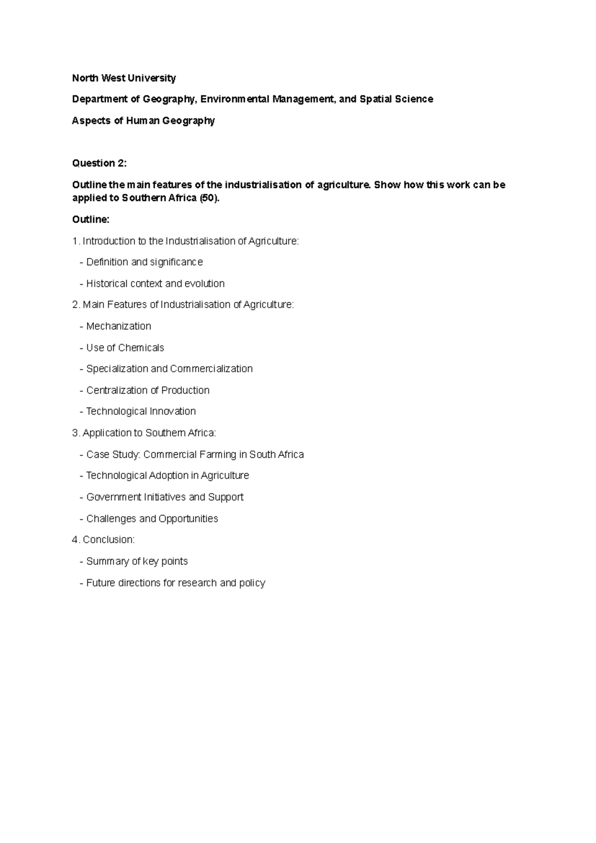 Geography Essay 2 - North West University Department of Geography ...