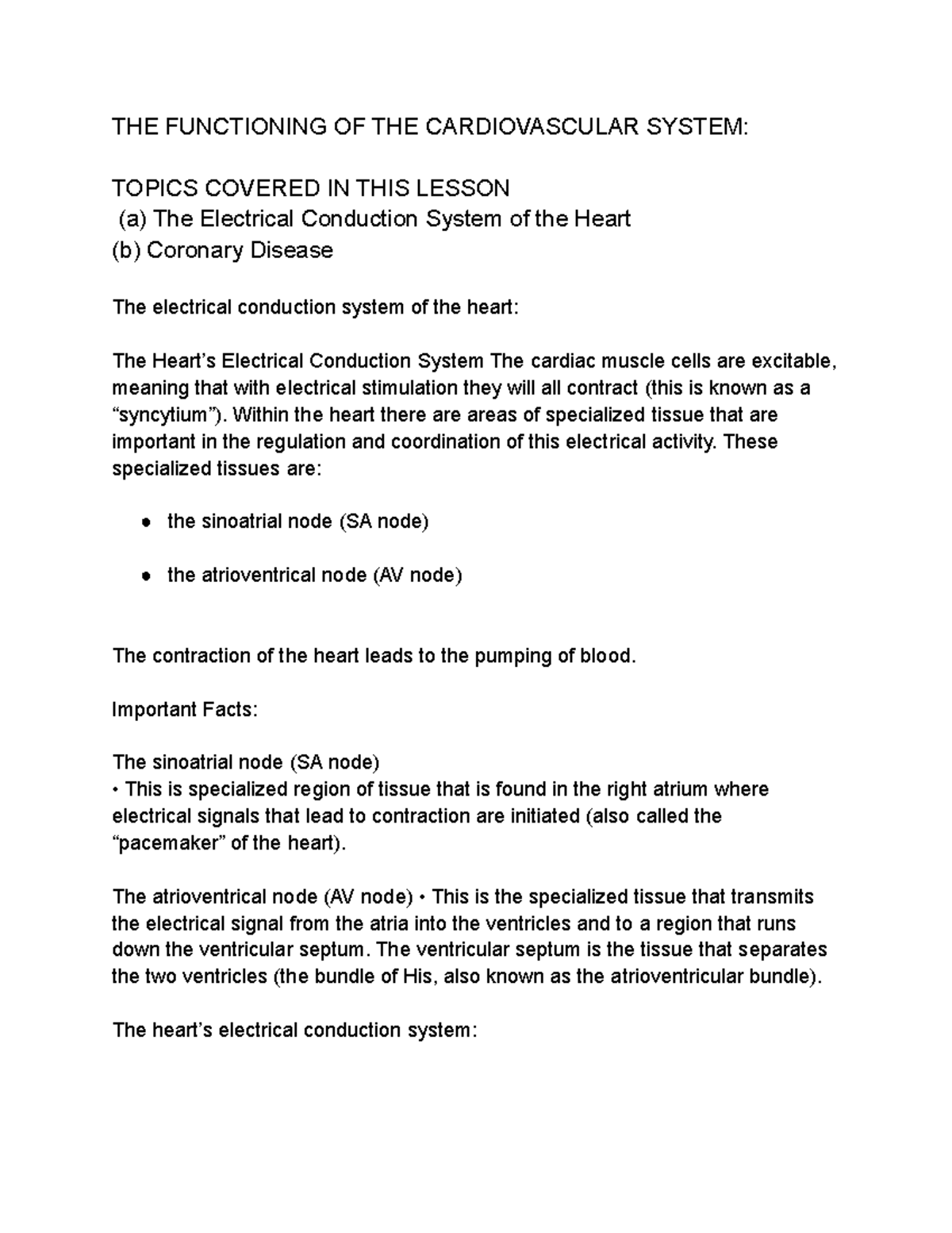 Functioning of the Cardiovascular system - THE FUNCTIONING OF THE ...