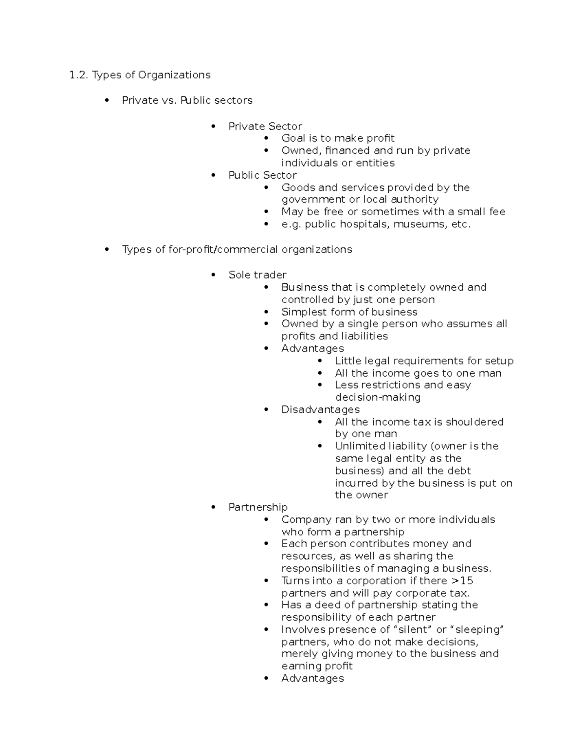 types of organizations - 1. Types of Organizations Private vs. Public ...