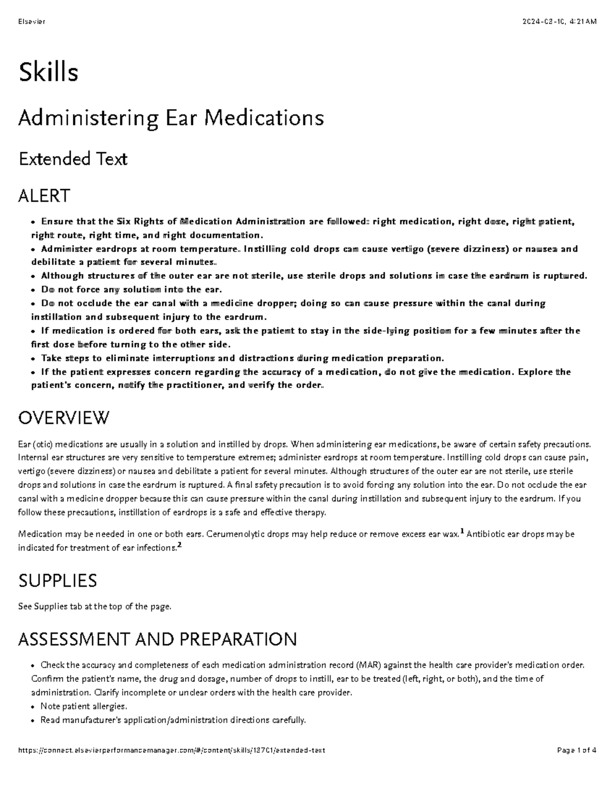 Ear Medication Administer - Skills Administering Ear Medications ...