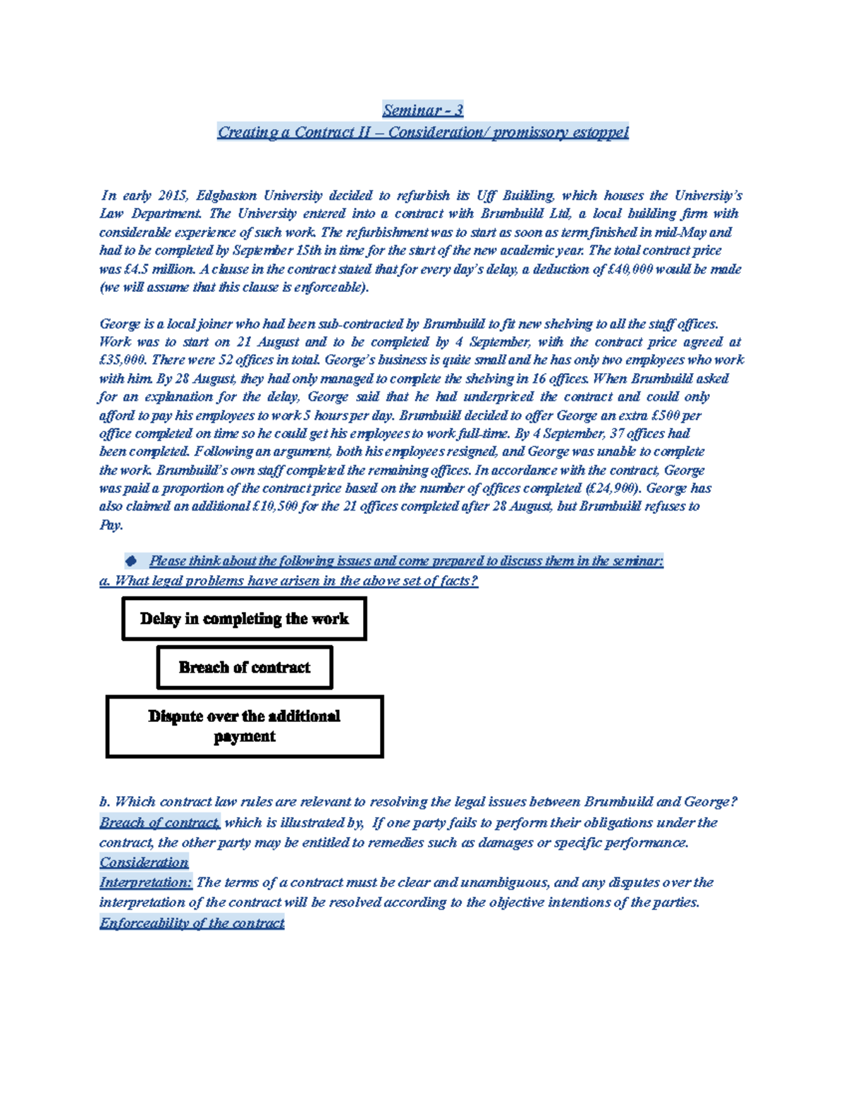 Contract Seminars - Seminar - 3 Creating a Contract II – Consideration ...