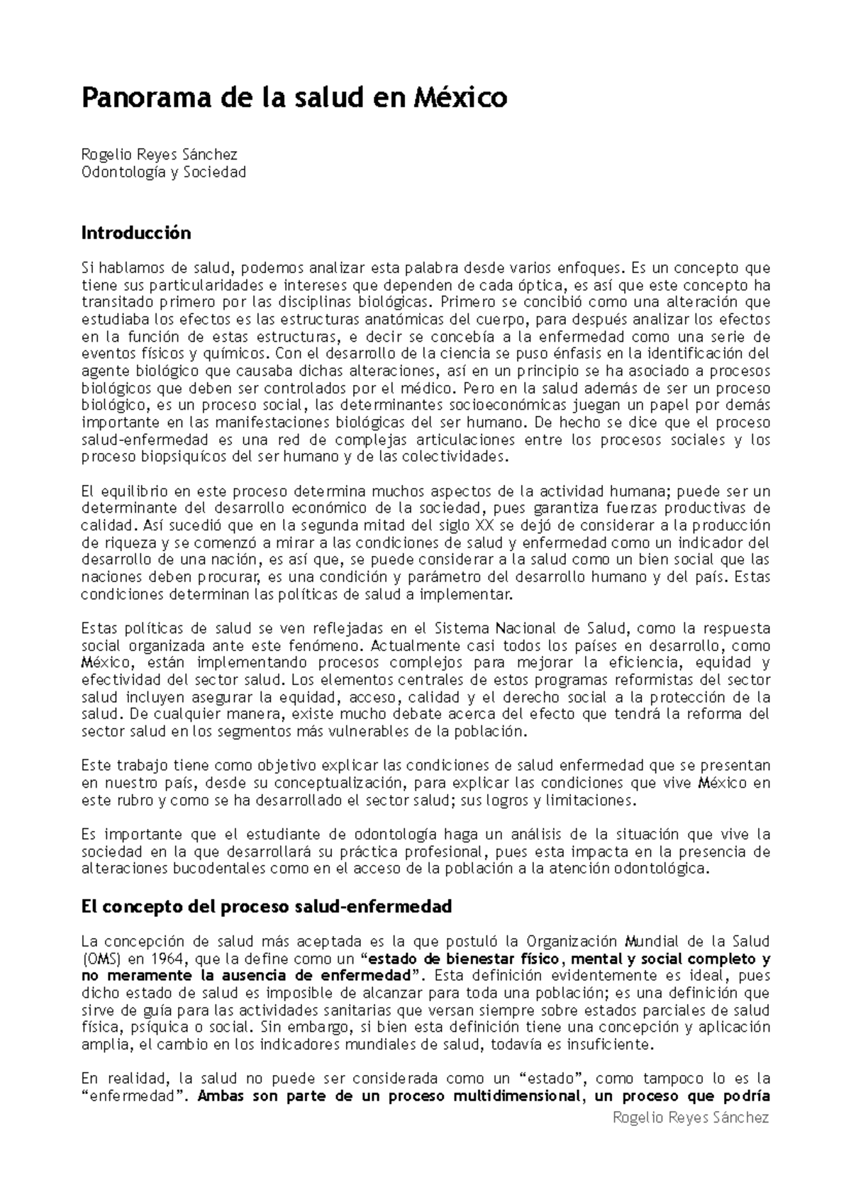 Panorama de la salud en México 1a parte - Panorama de la salud en México Rogelio Reyes Sánchez ...