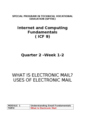 ICF 9 week 5 6 Q2 - Module - SPECIAL PROGRAM IN TECHNICAL VOCATIONAL EDUCATION (SPTVE) Internet ...